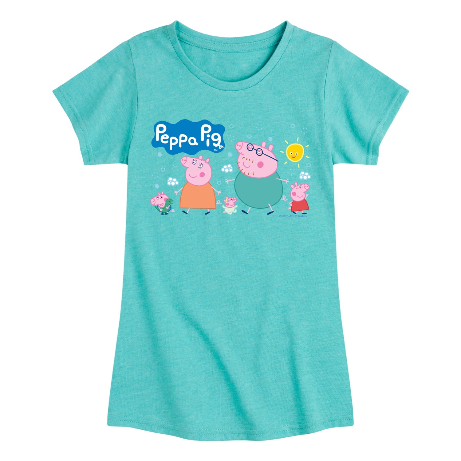 Peppa Pig - Pig Famly Lineup - Toddler and Youth Girls Fitted Short ...