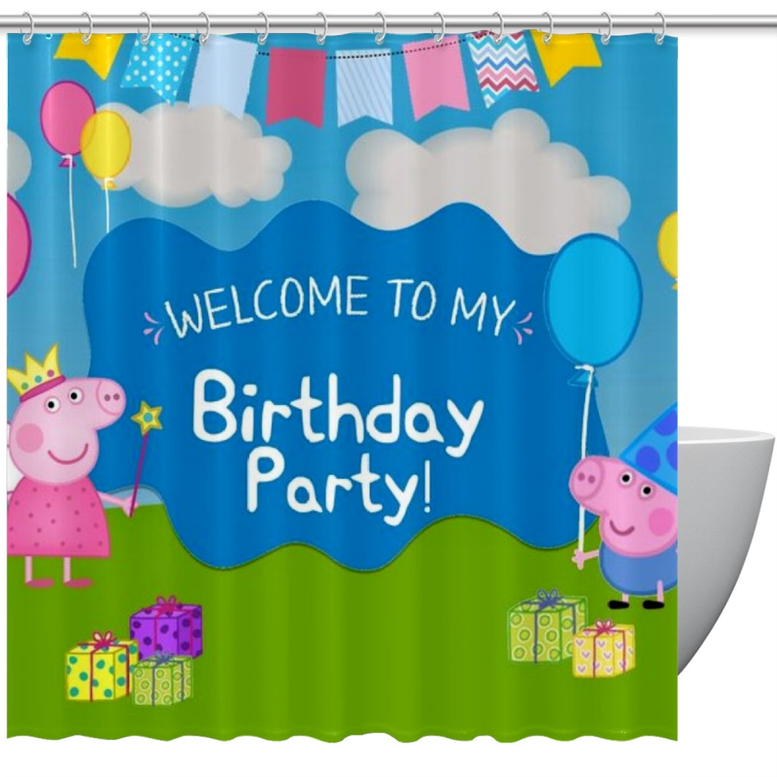 Peppa Pig Printed Shower Curtain with Hooks 60" x 72" - Walmart.com