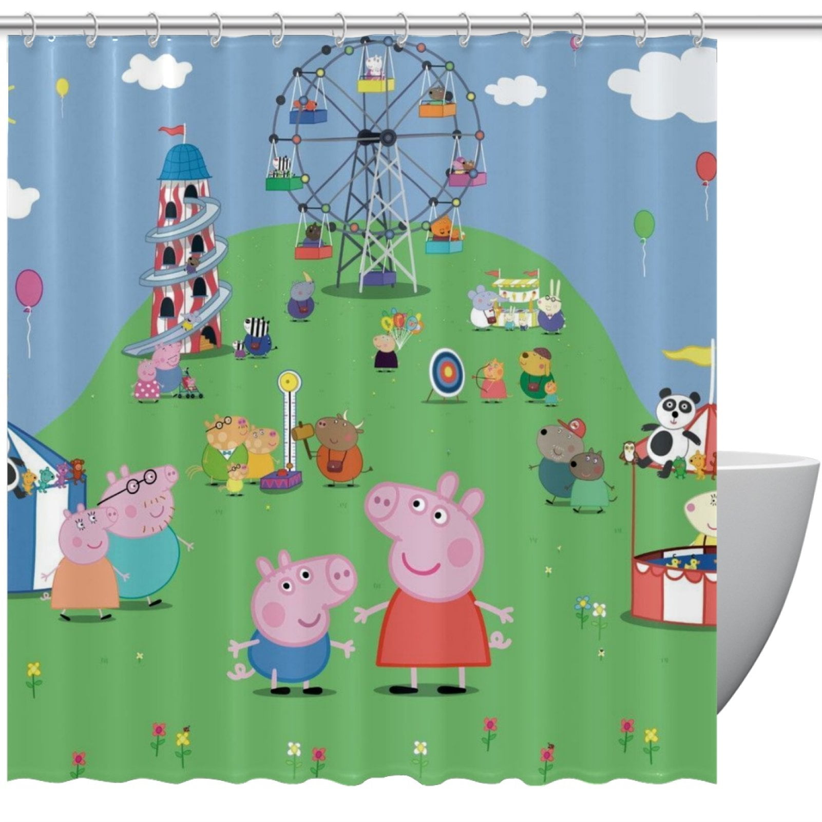 Peppa Pig Printed Shower Curtain with Hooks 66" x 72" - Walmart.com