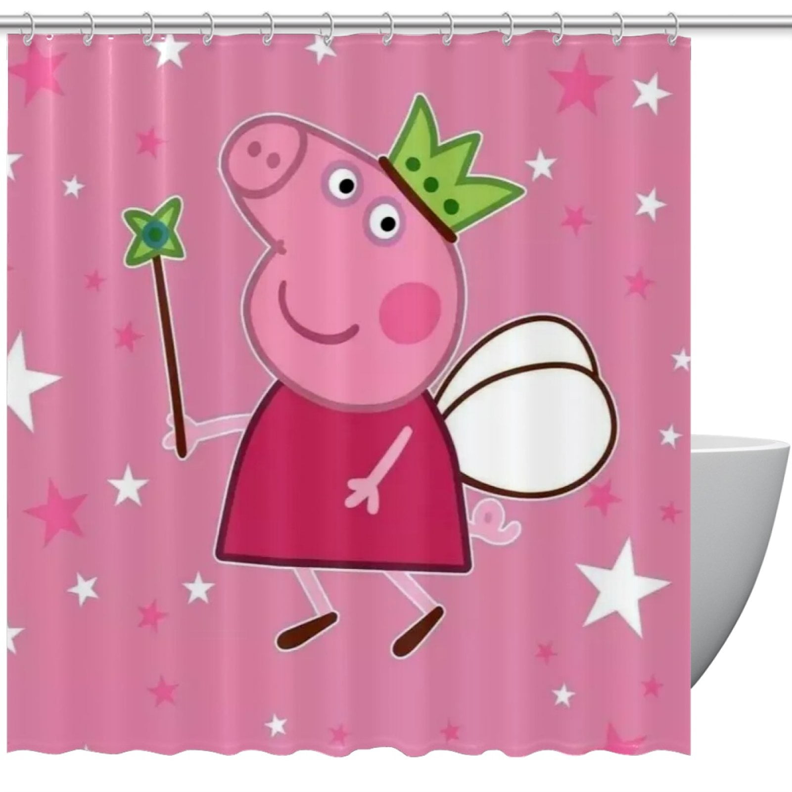 Peppa Pig Printed Shower Curtain with Hooks 66" x 72" - Walmart ...