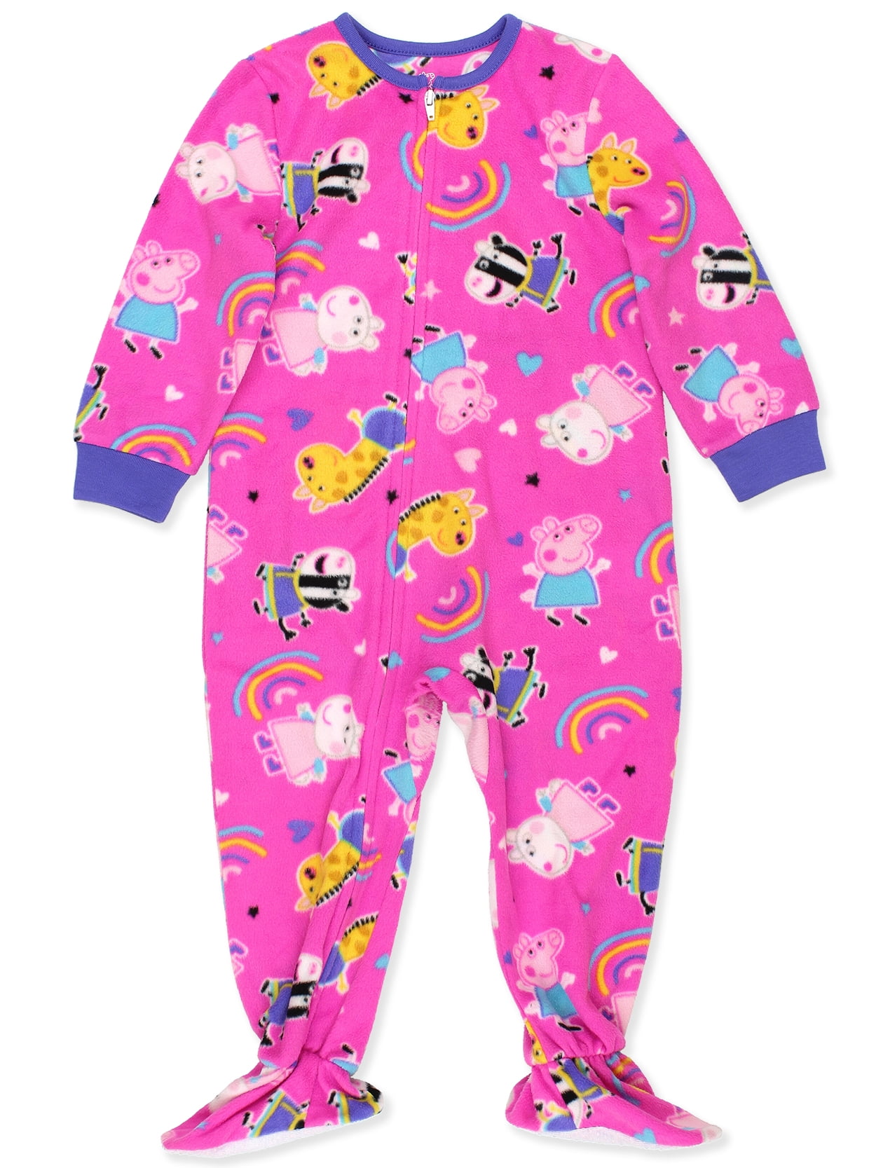 Peppa Pig Toddler Girls Fleece Footed Blanket Sleeper Pajamas Onesie ...