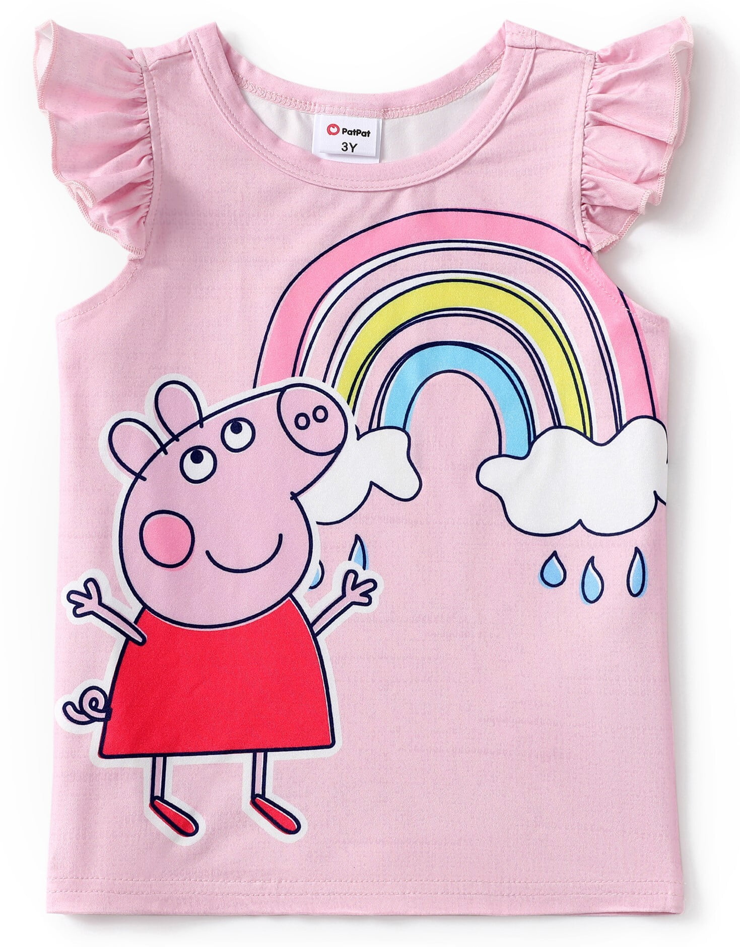 Peppa Pig Toddler Girls Graphic Tee Pink Cute Ruffle Flutter Sleeve ...