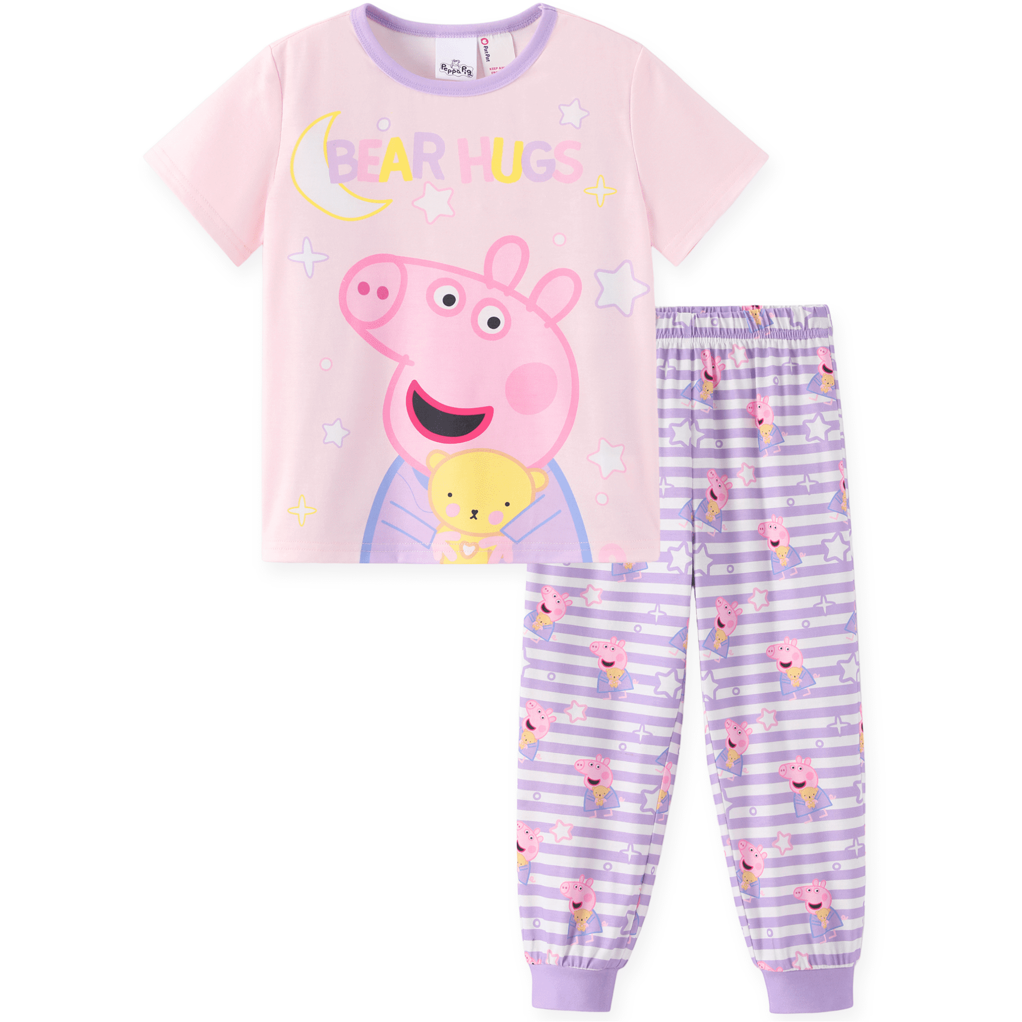 Peppa Pig Toddler Girls Pajamas Set Graphic Short Sleeve Top Pink Tee ...