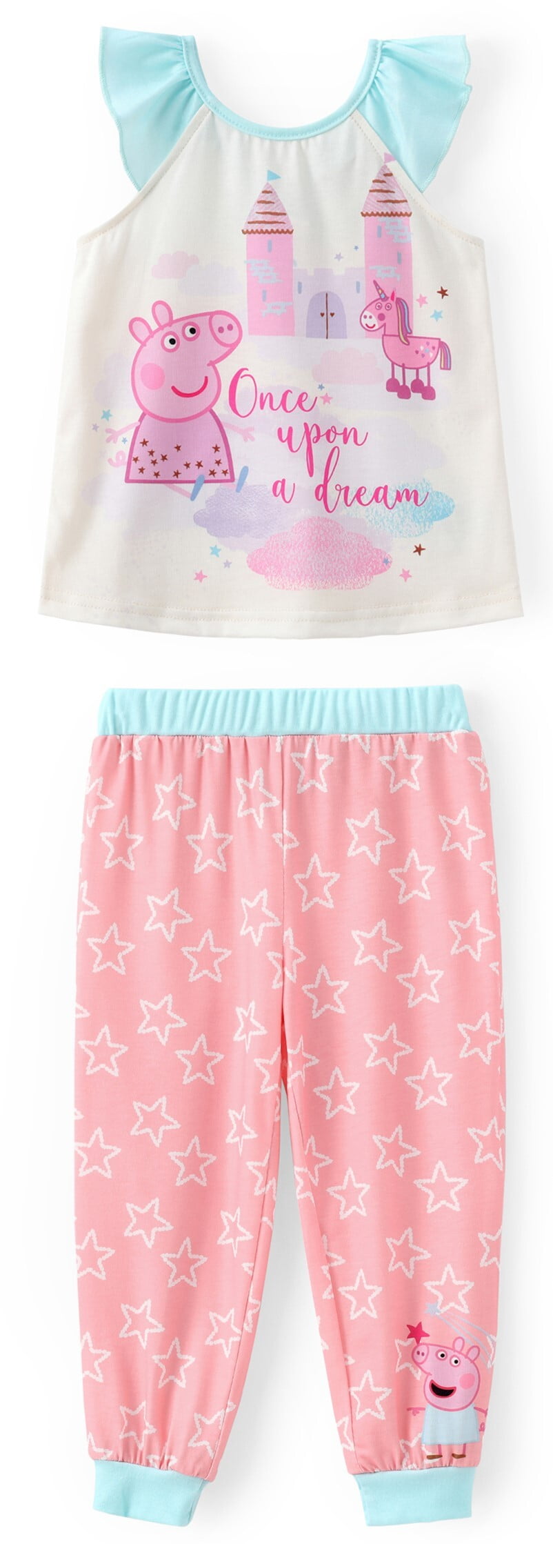 Peppa Pig Toddler Girls Pajamas Unicorn Graphic Flutter Sleeve Top with ...