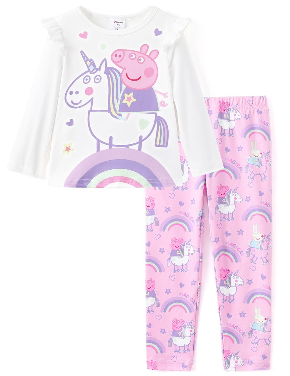 Peppa Pig Toddler Girls Set Long Sleeve Graphic Tee Sweatshirts and ...