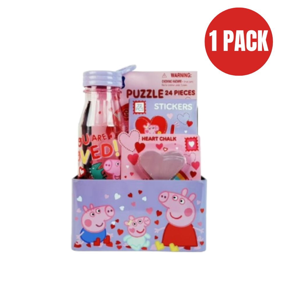 Peppa Pig Valentine's Day Gift Tin Set with Reusable Water Bottle ...