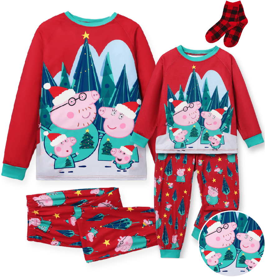 Peppa Pig Womens Christmas Pajamas Graphic Tops and Pants Sleepwear ...