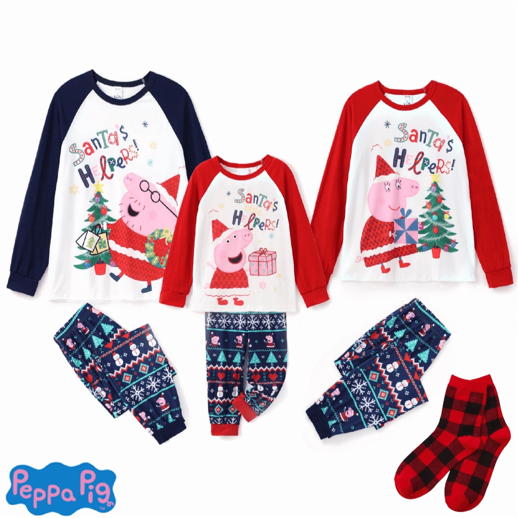Peppa Pig Womens Christmas Pajamas Graphic Tops and Pants Sleepwear ...