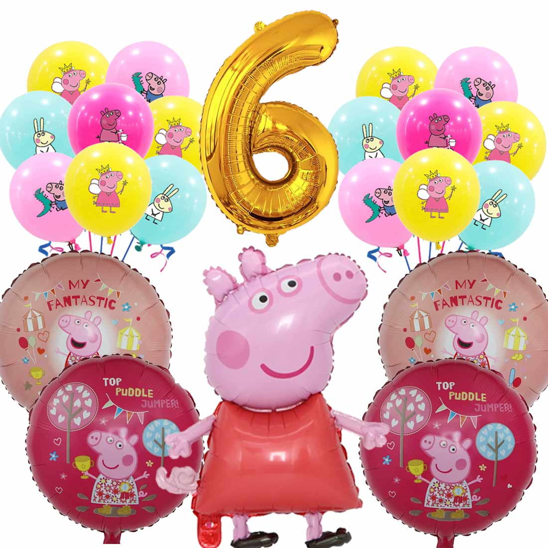 Peppa Pigs Balloons Party Supplies 6th Big Number Decorations Decor Kit ...