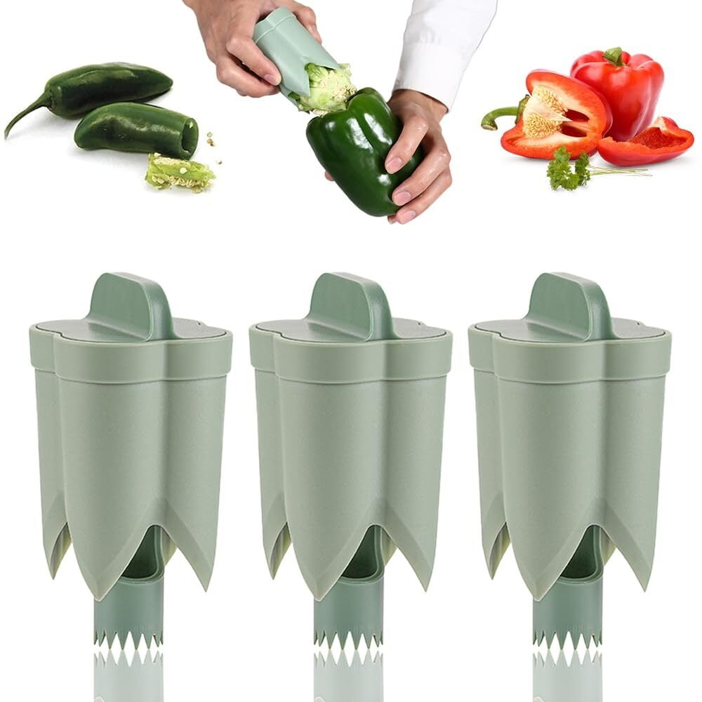 Pepper Corer Seed Remover Tool, 2025 New 2-in-1 Bell Pepper Cutter, Pepper Seed Remover Tool ...