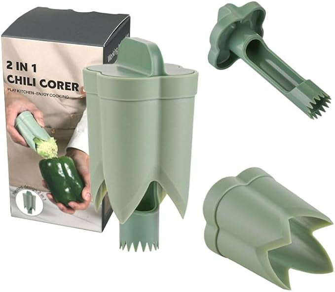 Pepper Deseeder, Chili pit remover, 2 in1 Fruit Pepper Corer Bell ...