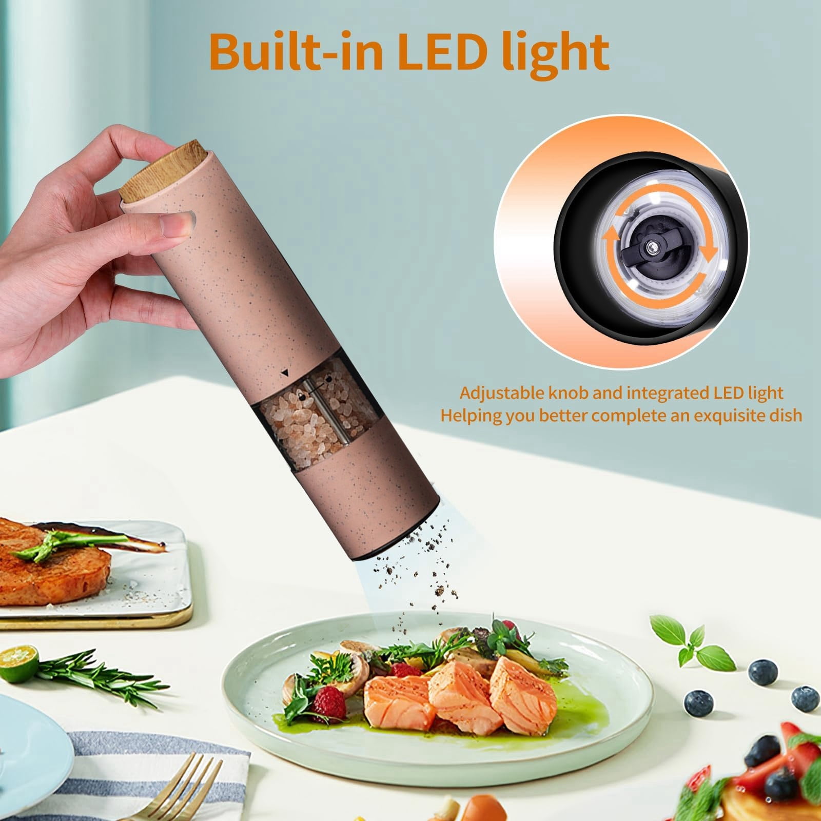 Pepper Grinder Automatic Operation Pepper Mill With Adjustable ...