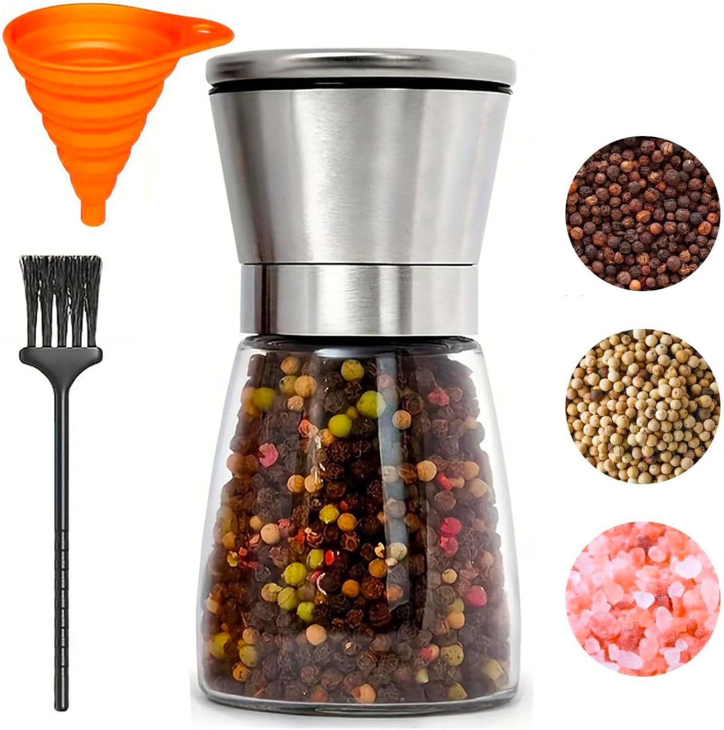 Pepper Grinder Salt Grinder, 5.5 inch Stainless Steel Pepper Mill w ...