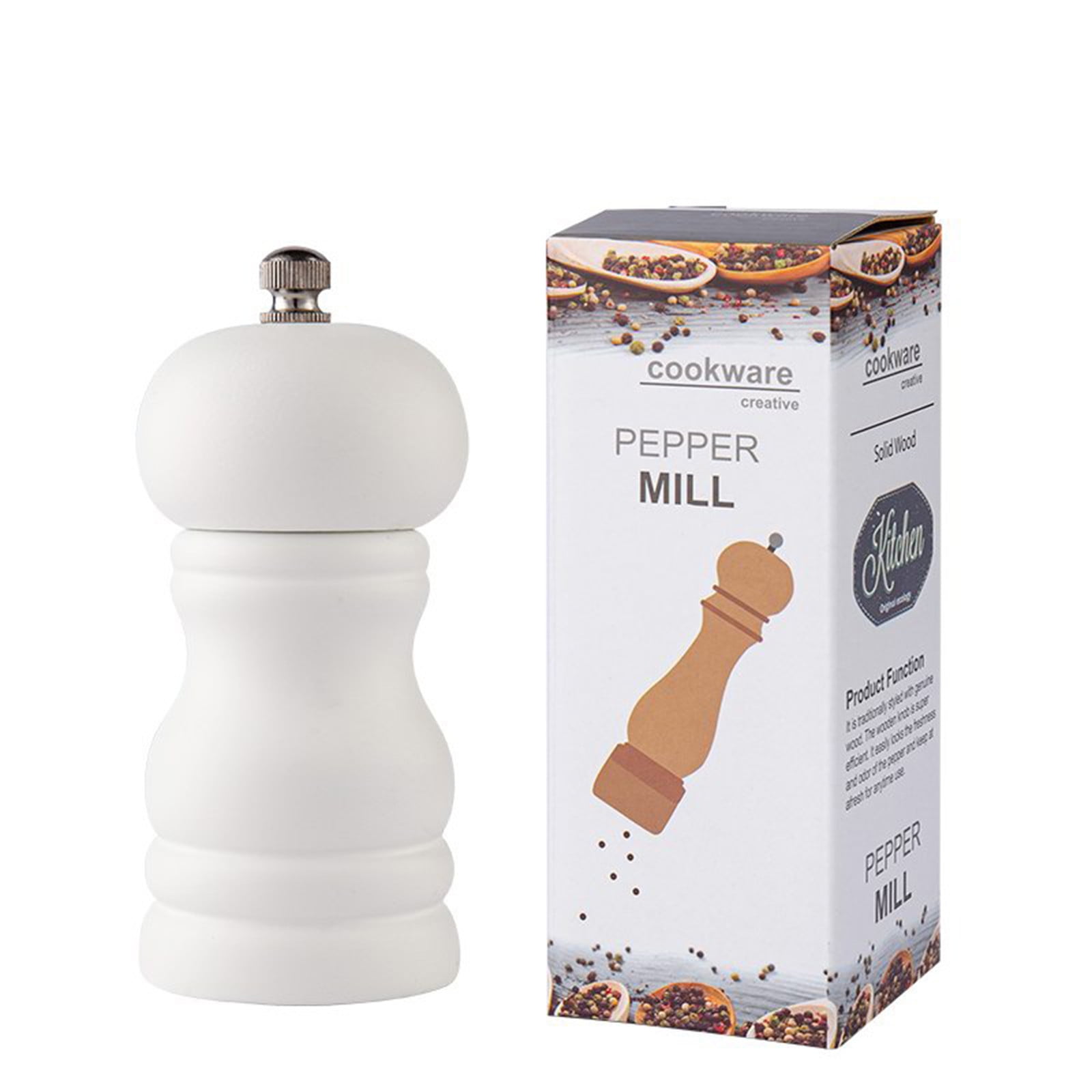 Pepper Mill Black Pepper Grinder Mill Wood Refillable Stainless Steel ...