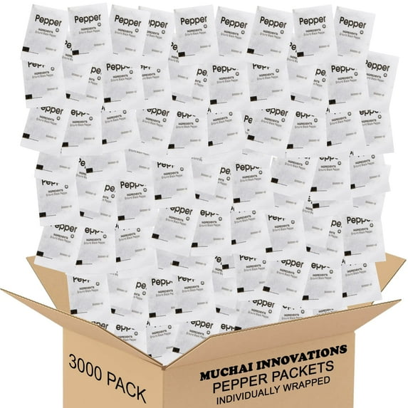 Pepper Packets 3000 Total - Ground Black Pepper Individually wrapped ...