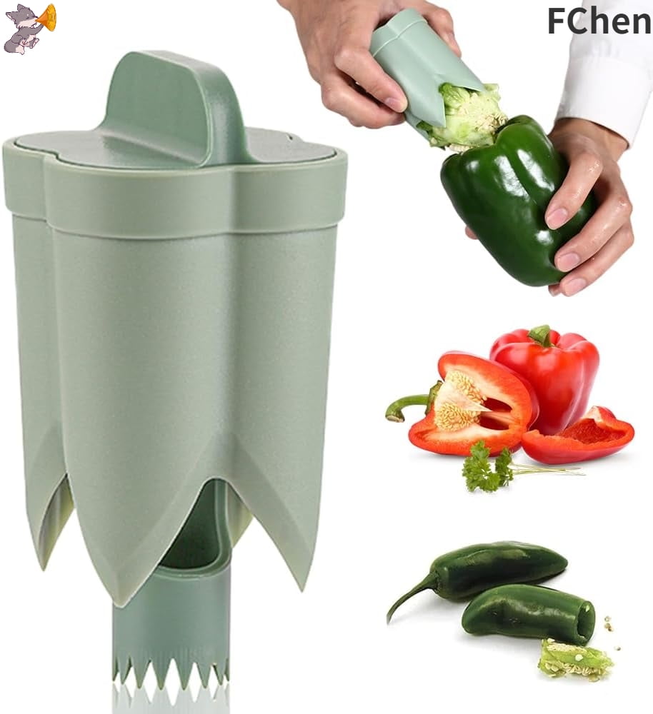 FCHEN Pepper Seed Corer Remover, 2024 New 2 in 1 Bell Pepper Cutter ...