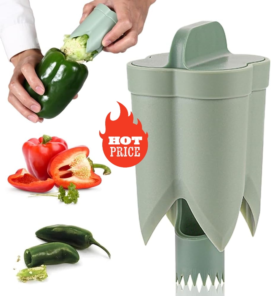 Pepper Seed Corer Remover, 2024 New 2 in 1 Bell Pepper Cutter Pepper ...
