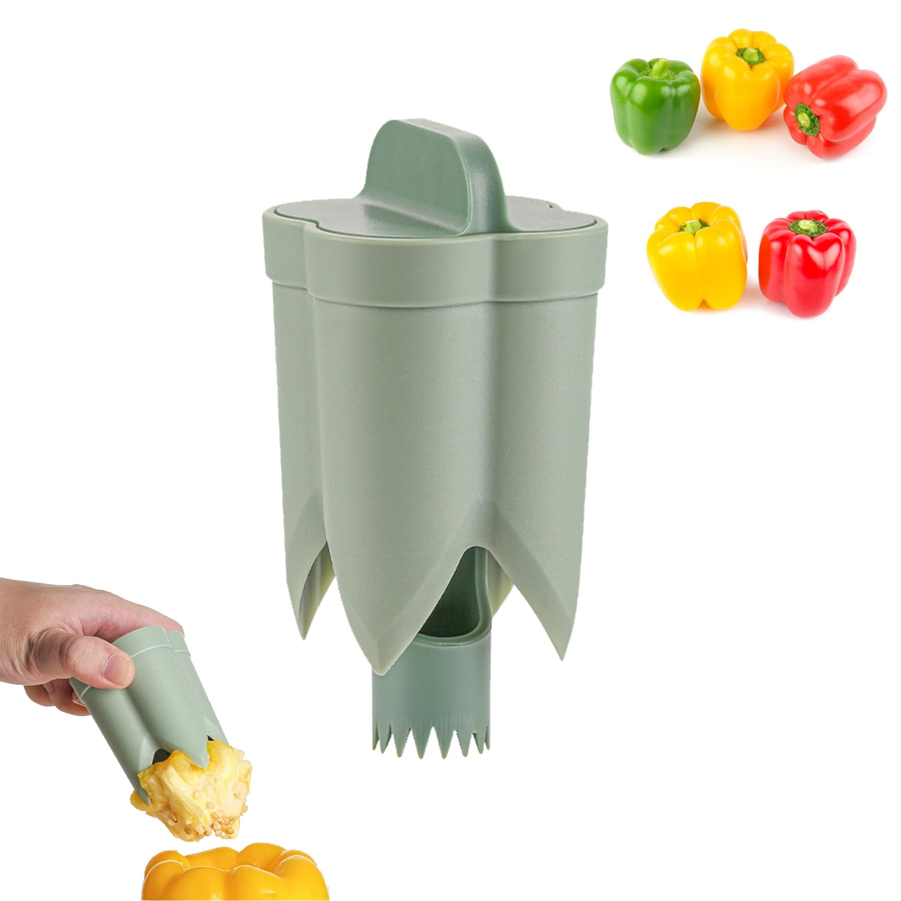 Pepper Seed Corer Remover - 2025 Upgraded 2-in-1 Bell Pepper Cutter ...