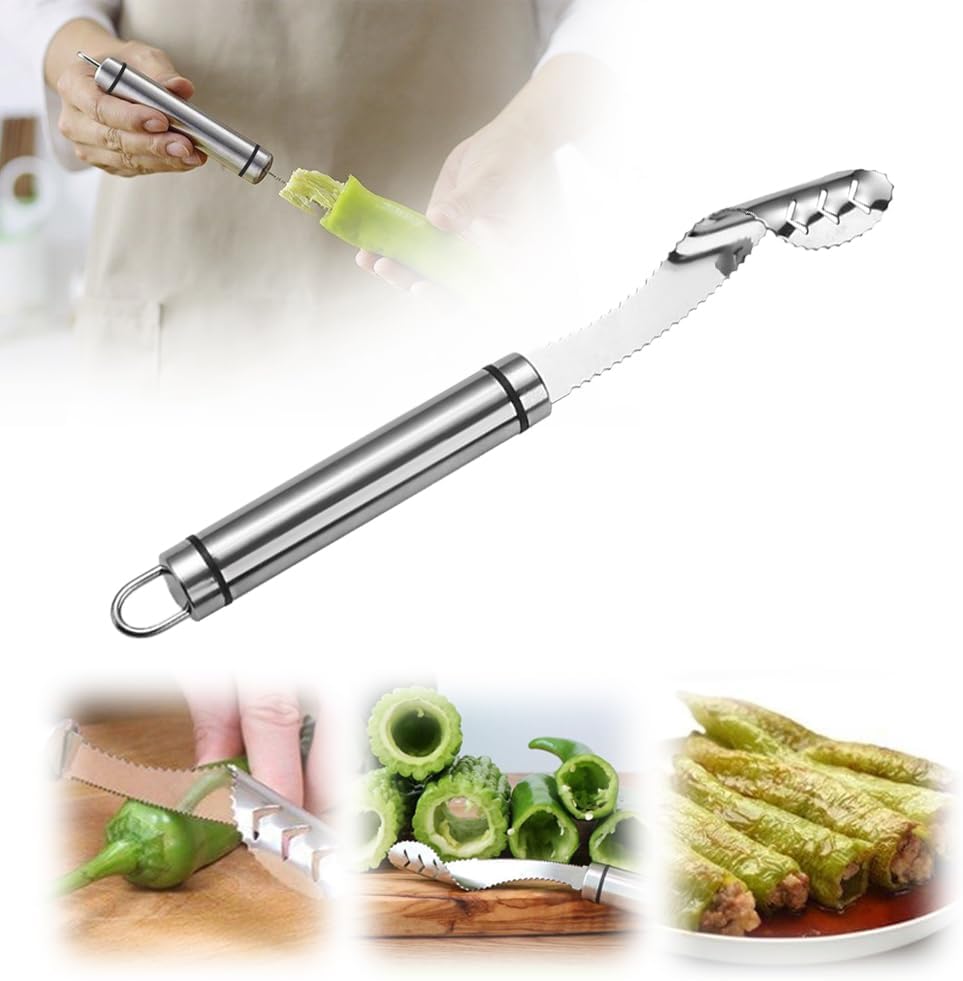 Pepper Seed Corer Remover, 2025 Upgraded 2-in-1 Fruit Bell Pepper ...