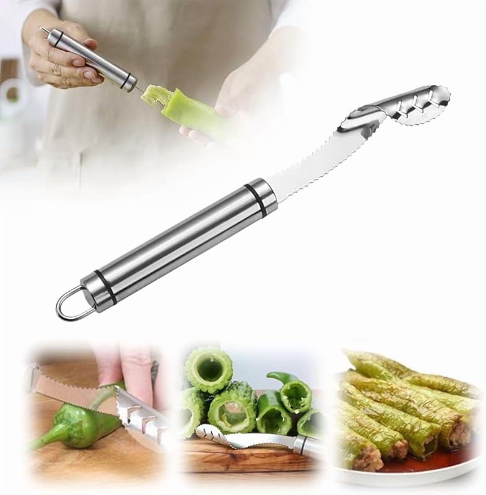 Pepper Seed Corer Remover, 2025 Upgraded 2-in-1 Fruit Bell Pepper ...