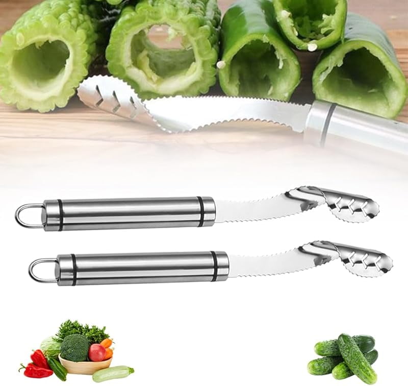 Pepper Seed Corer Remover, 2025 Upgraded 2-in-1 Fruit Bell Pepper Cutter & Deseeder, Pepper ...