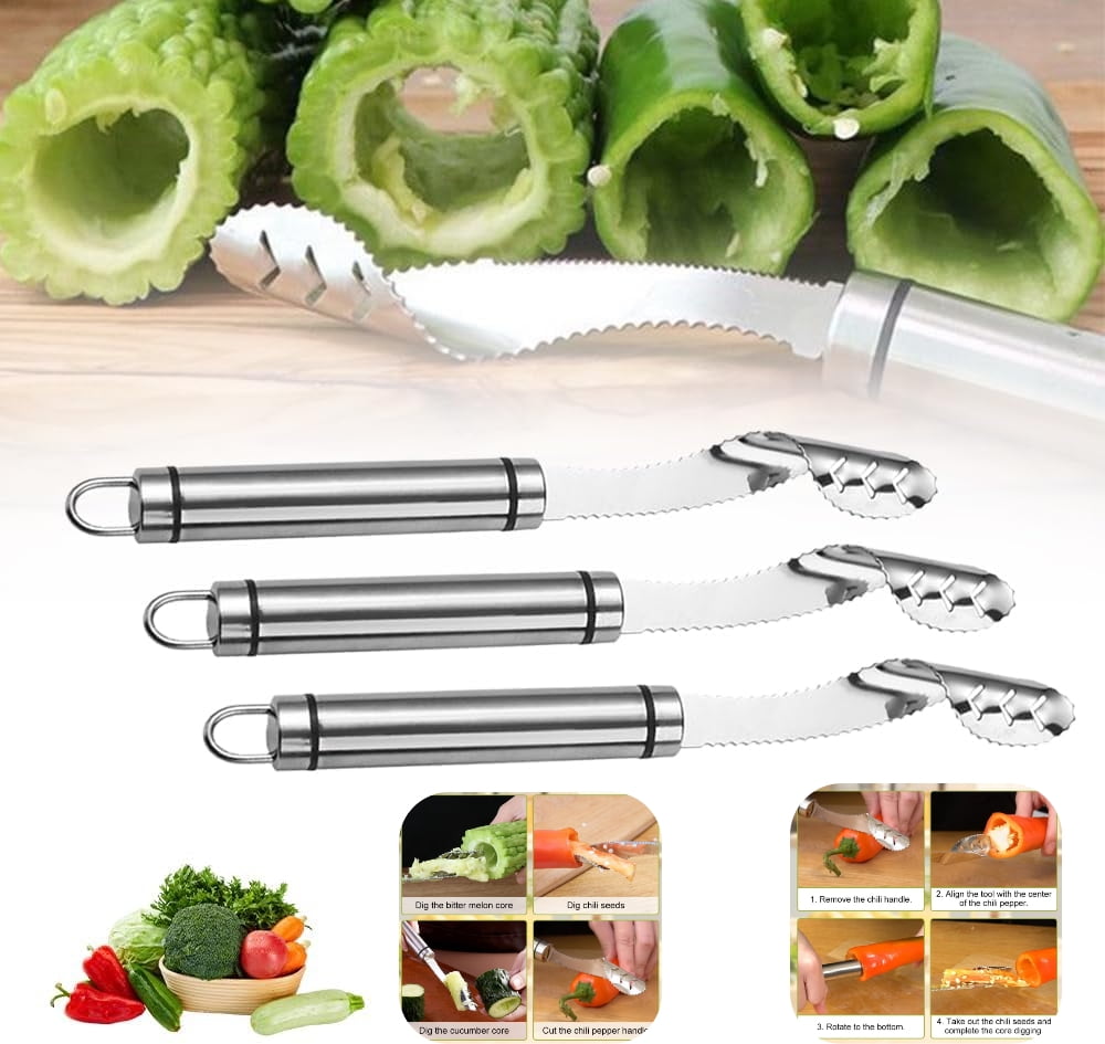 Pepper Seed Corer Remover, 2025 Upgraded 2-in-1 Fruit Bell Pepper ...