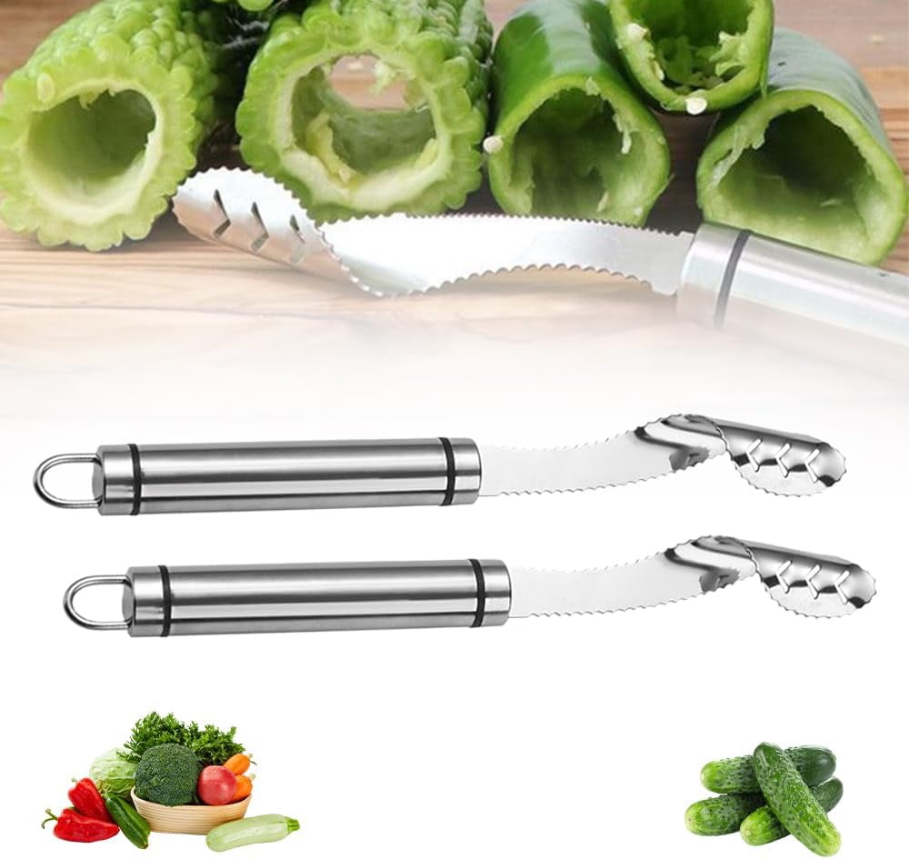 Pepper Seed Corer Remover, 2025 Upgraded 2-in-1 Fruit Bell Pepper Cutter & Deseeder, Pepper ...