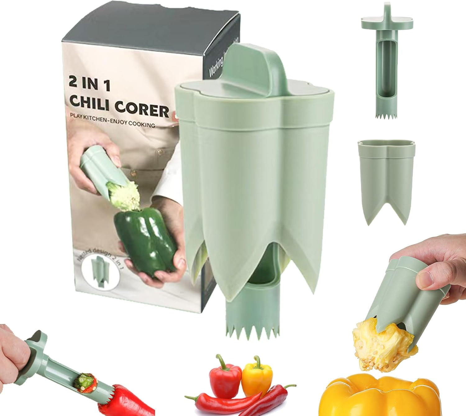Pepper Seed Corer Remover Tool, Bell Pepper Cutter and Quick Cave Tool ...