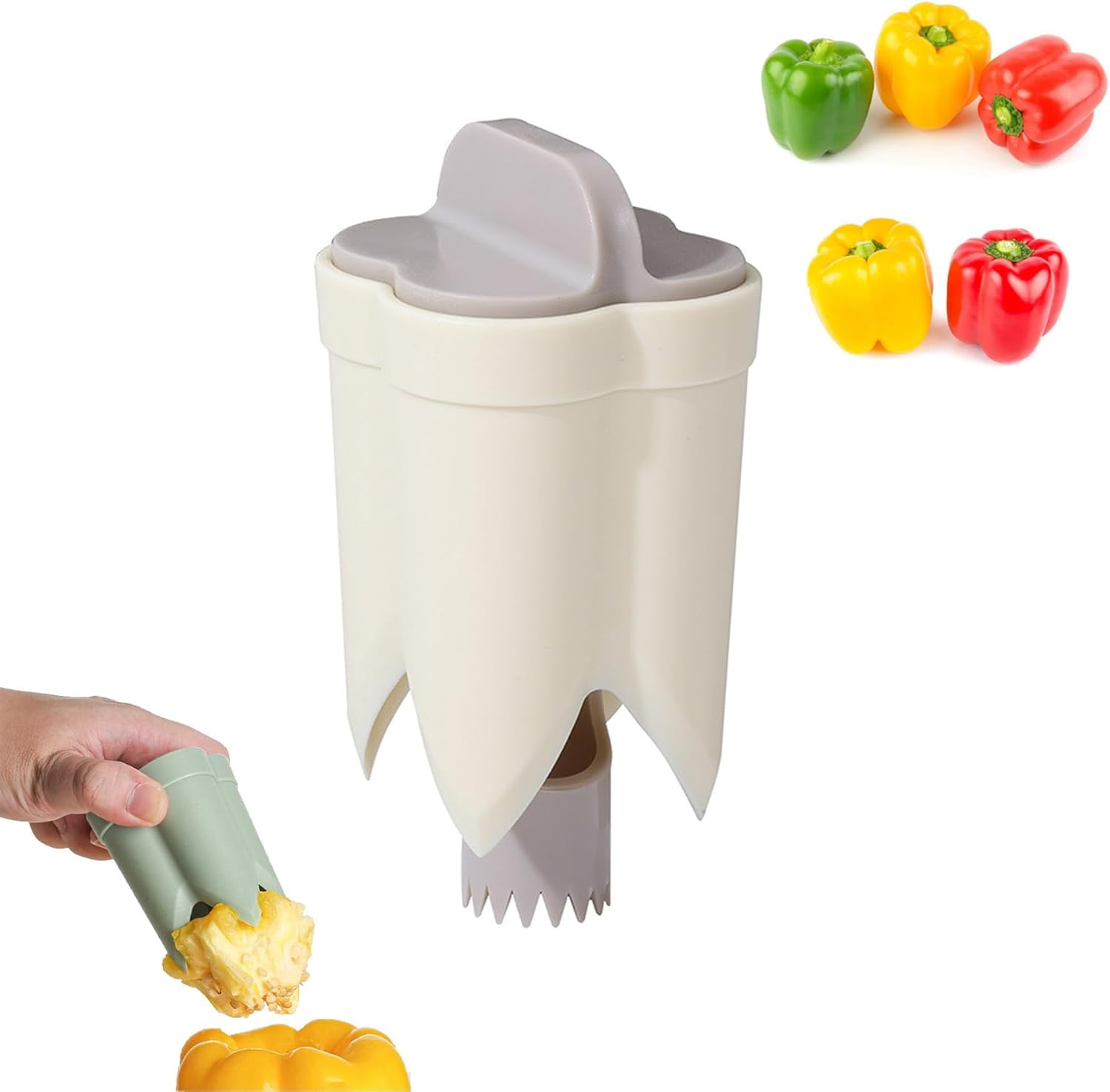 Pepper Seed Corer Remover - Upgraded 2-in-1 Bell Pepper Cutter ...