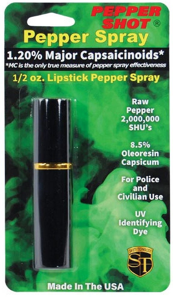 Pepper Shot 1.2% Mc 1/2 Oz Lipstick Pepper Spray Black - Walmart.com