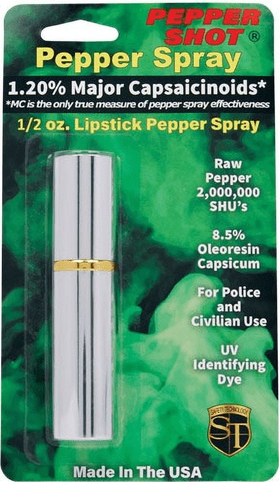 Pepper Shot 1.2% Mc 1/2 Oz Lipstick Pepper Spray Silver - Walmart.com
