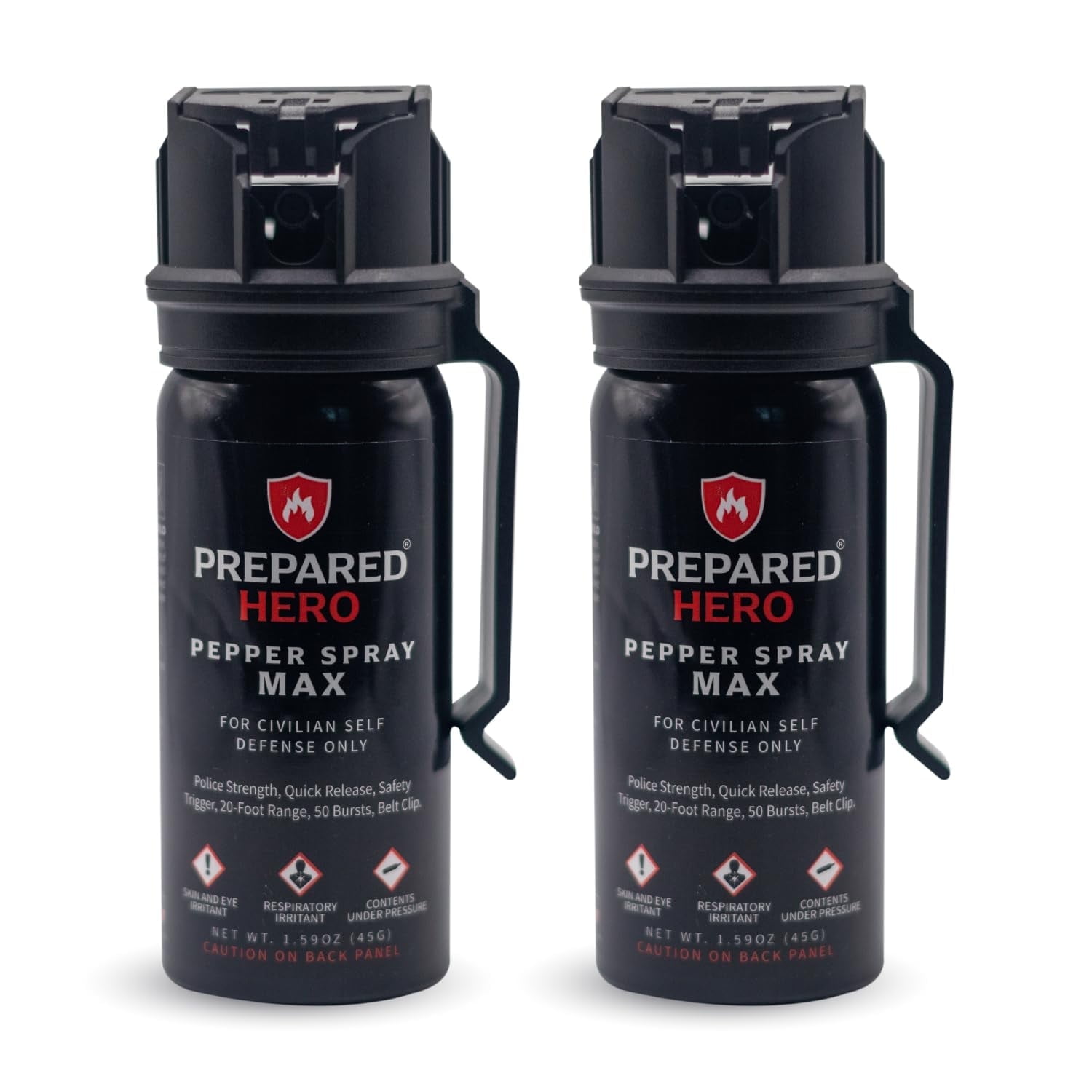 Pepper Spray Max for Civilian Self Defense by Prepared Hero - 2 Pack ...