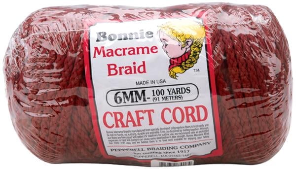 Pepperell Bonnie Macrame Craft Cord 6mmX100yd, Wine - Walmart.com