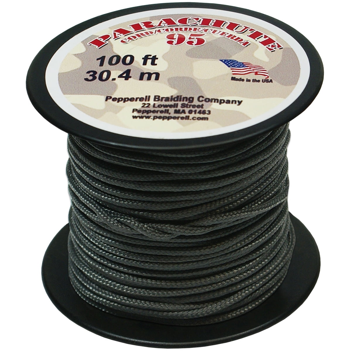Pepperell Braiding Company Parachute Cord 1.9mmX100'-Gun Metal ...