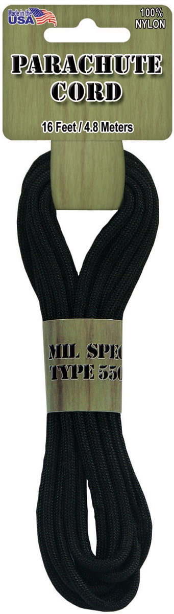 Pepperell Braiding Parachute Cord 4mmx16'-Black - Walmart.com