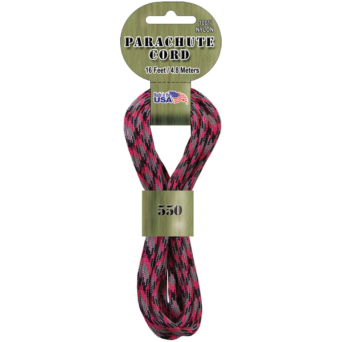 Pepperell Braiding Parachute Cord 4mmx16'-Pink Camo - Walmart.com