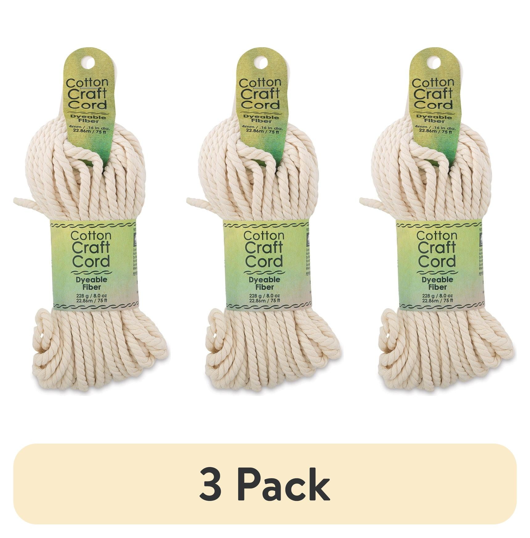 (3 pack) Pepperell Cotton Craft Cord 4mm 75' Natural - Walmart.com