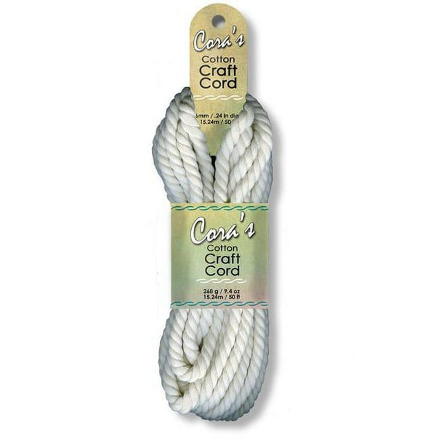 Pepperell Cotton Craft Cord Cora's 6mm 50' Natural - Walmart.com