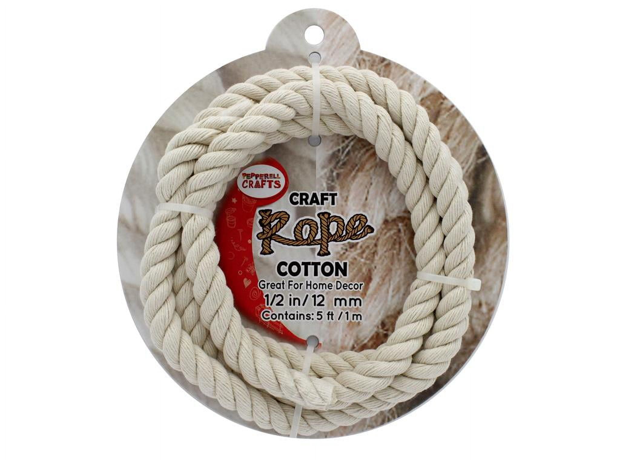 Pepperell Cotton Craft Rope: 3-Ply, Natural, 0.5 inches x 5 feet ...