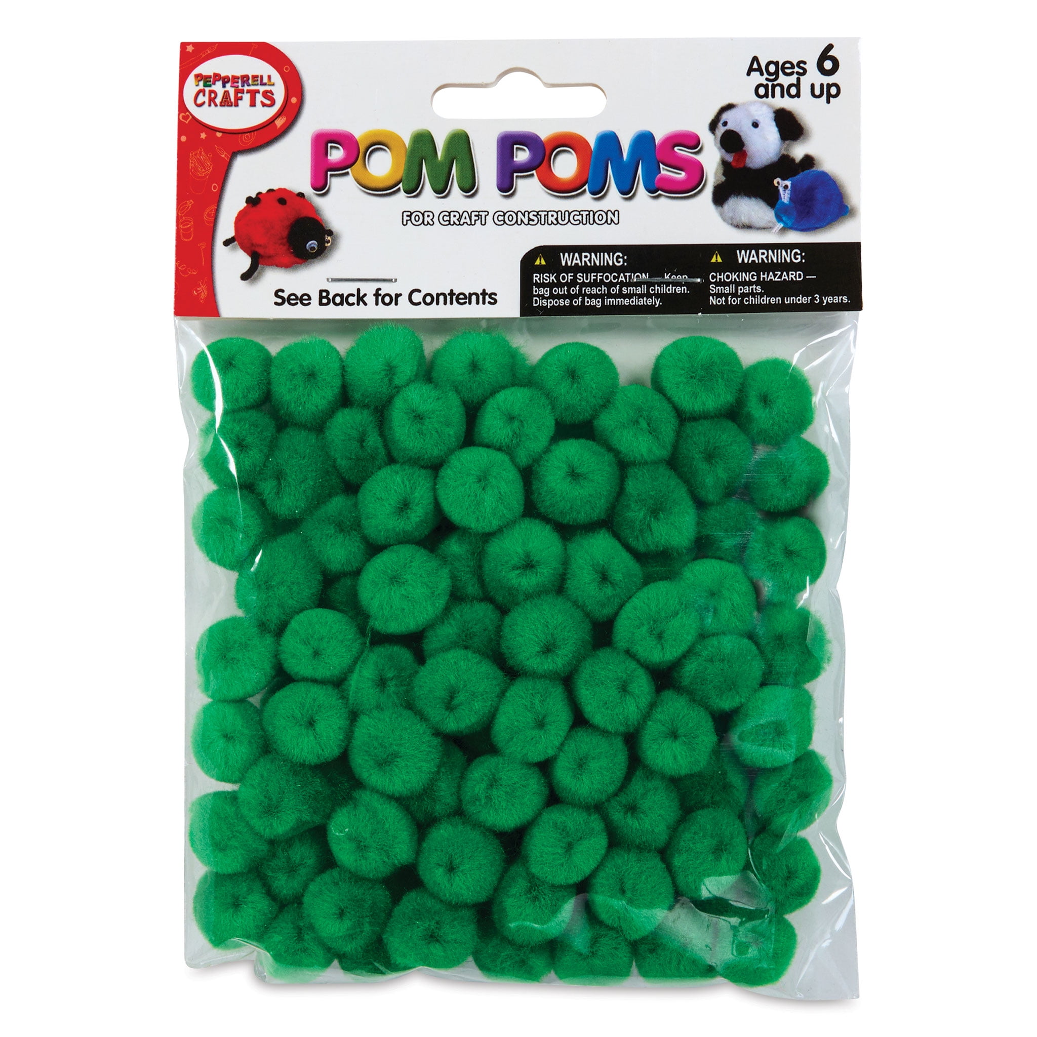 Pepperell Craft Pom Poms - Pkg of 100, 1/2", Kelly Green - Walmart.com