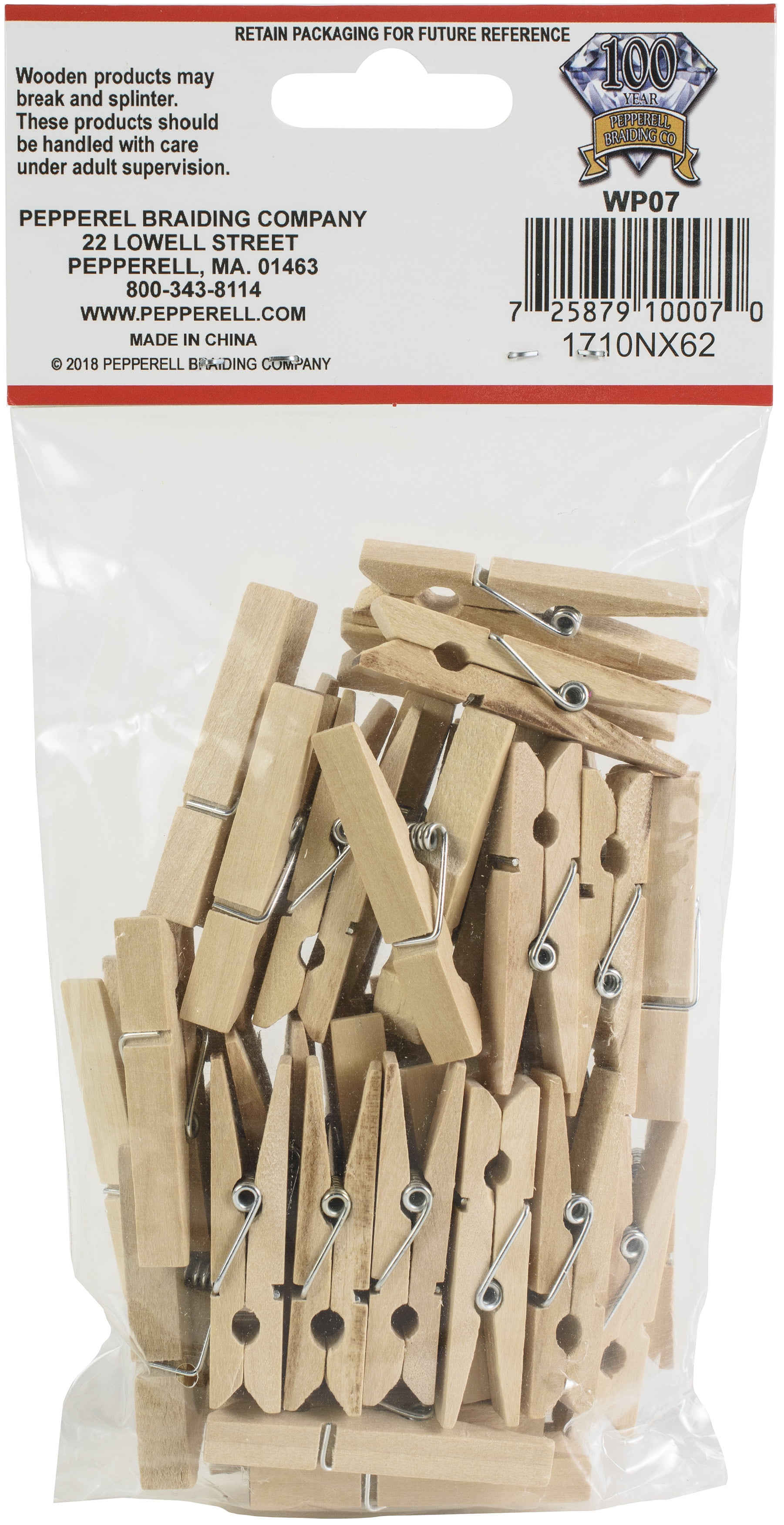 Pepperell Crafts Medium Spring Clothers Pins 40/Pkg- - Walmart Business ...