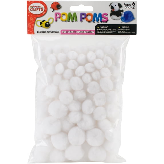 Pepperell Pom-Pom Puffs Assorted 100/Pkg-White - Walmart.com