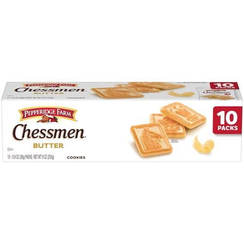 Pepperidge Farm Chessmen Butter Cookies, 0.9 Oz Snack Pack, 10 Pk ...