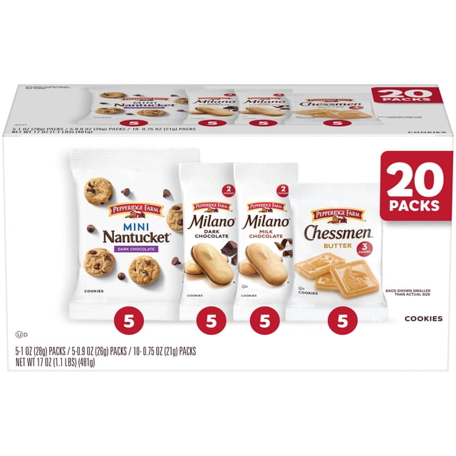 Pepperidge Farm Cookies Variety Pack, Snack Packs, 20 Pk - Walmart.com