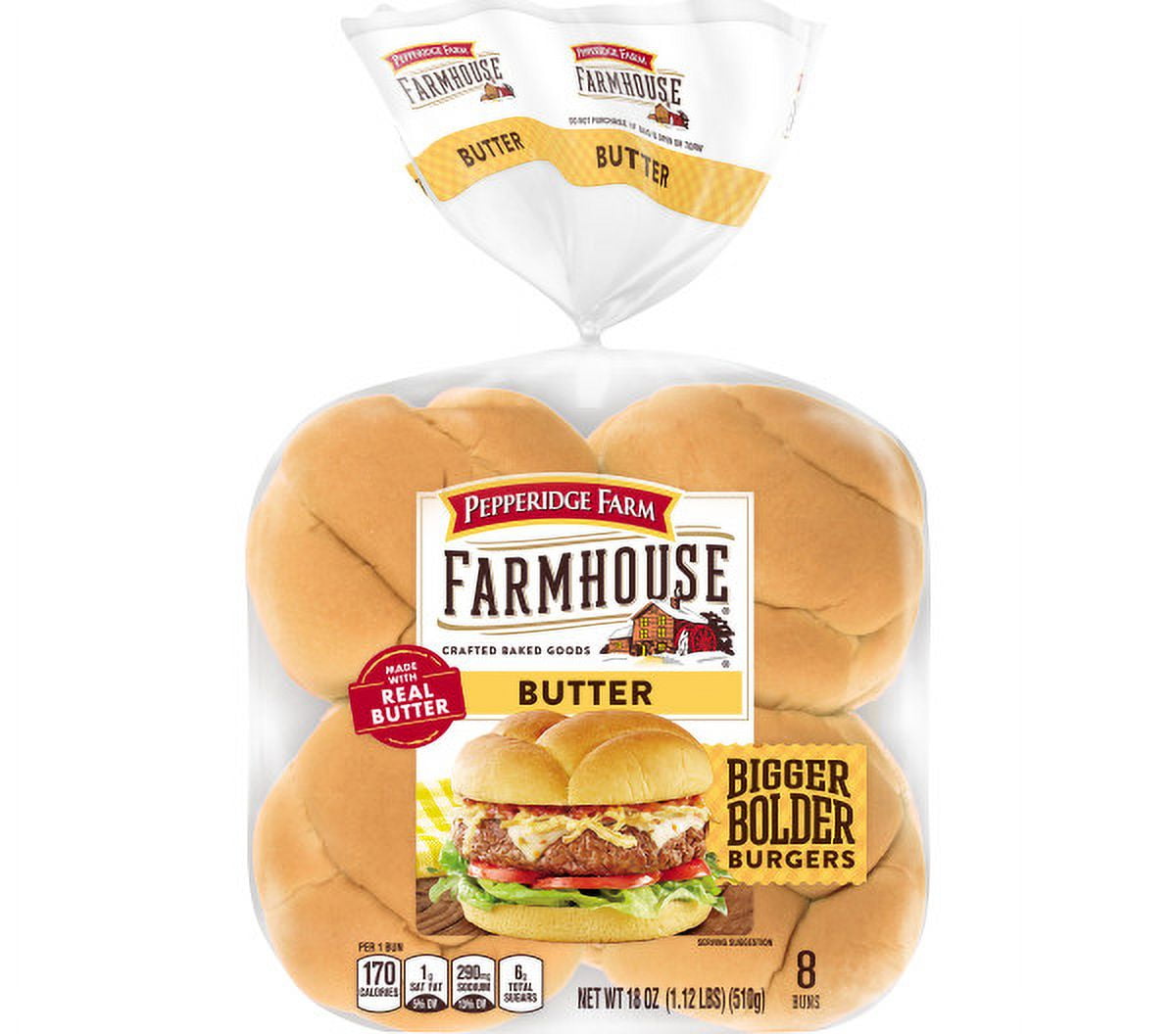Pepperidge Farm Farmhouse Butter Hamburger Buns, 4-Pack 8 Count Bags ...