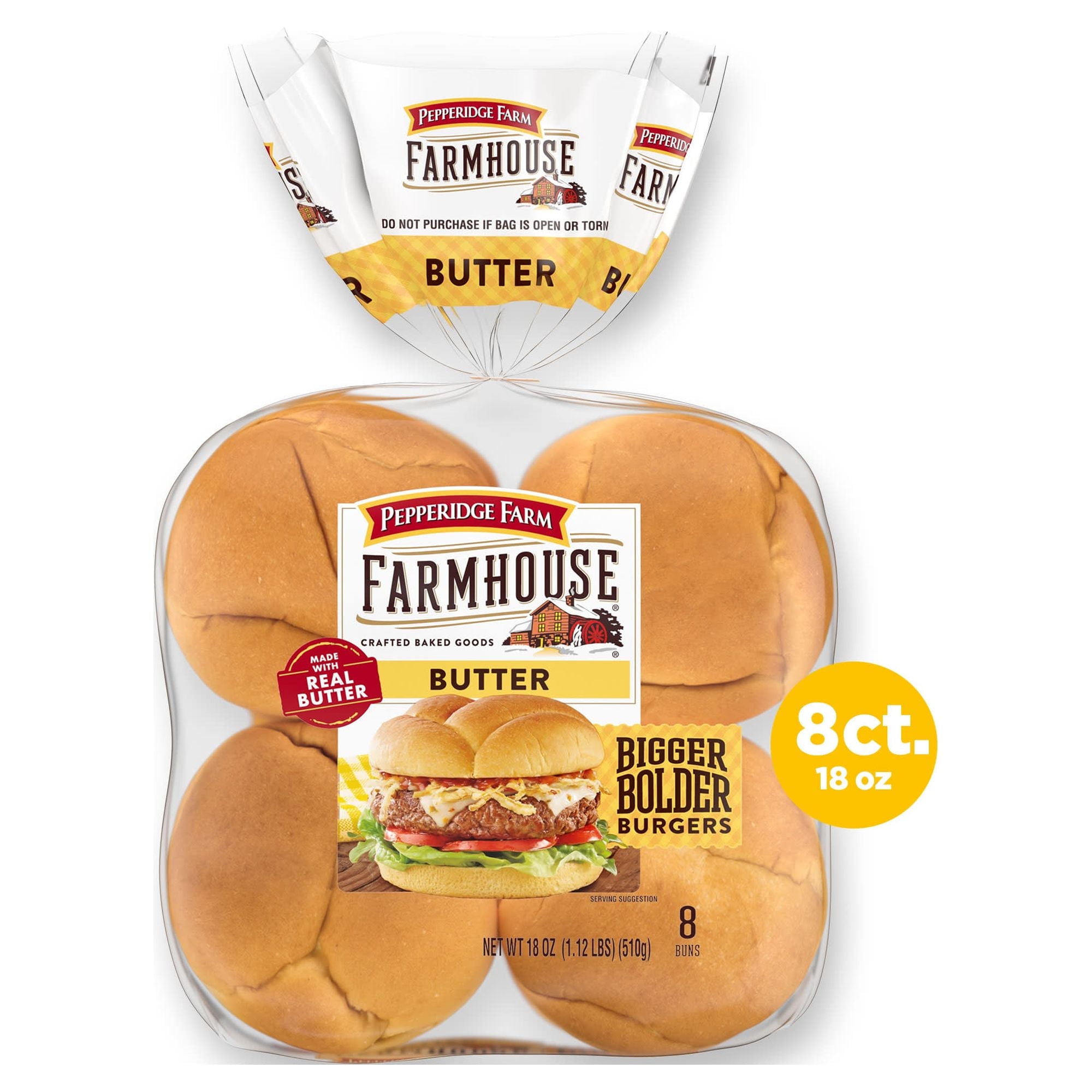 Pepperidge Farm Farmhouse Butter Hamburger Buns, (Pack of 7) - Walmart.com