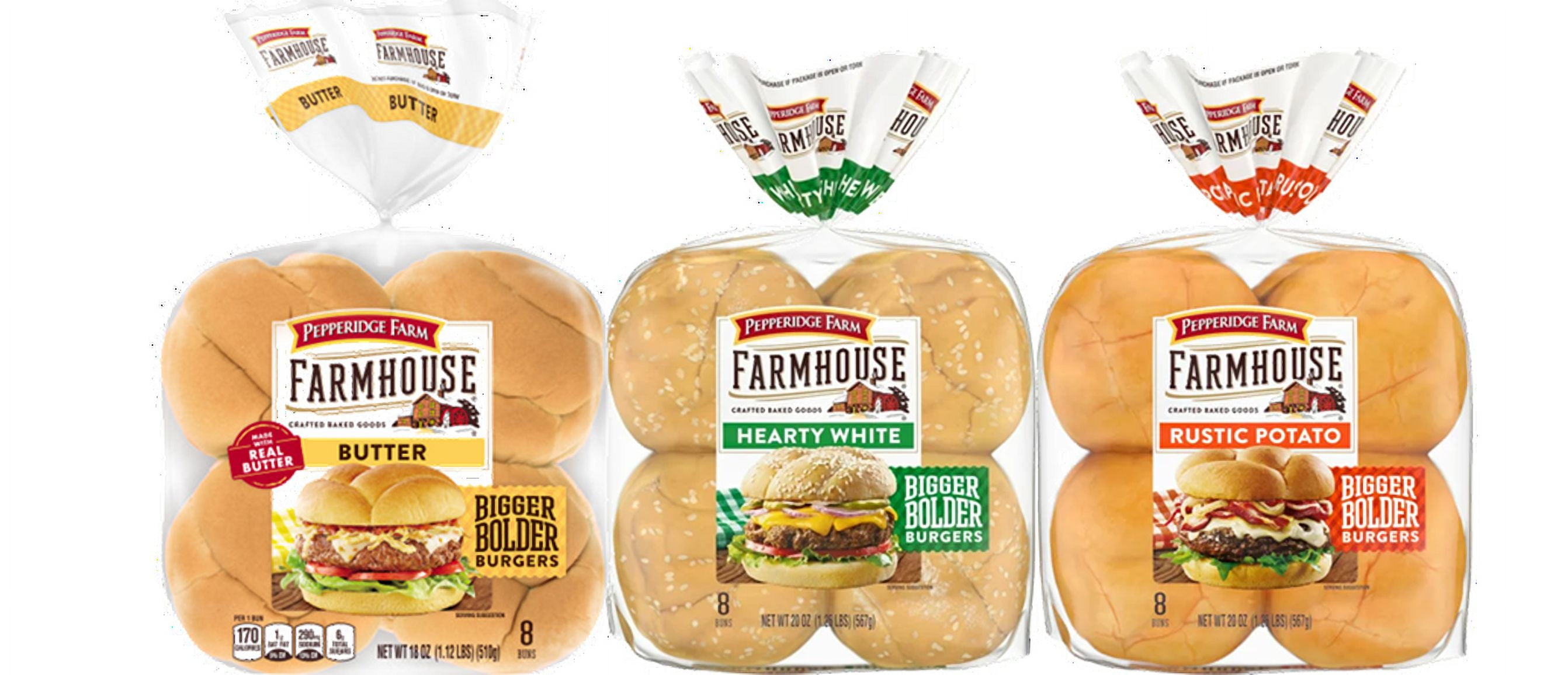 Pepperidge Farm Farmhouse Hamburger Buns: Hearty White, Butter & Rustic ...