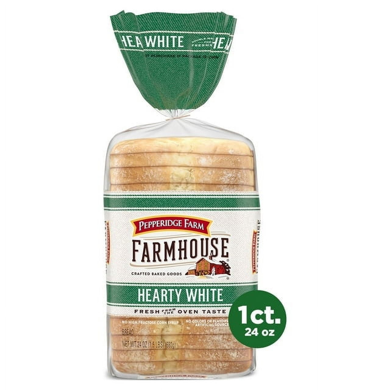 Pepperidge Farm Farmhouse Hearty White Bread 24 oz Loaf (Pack of 7 ...
