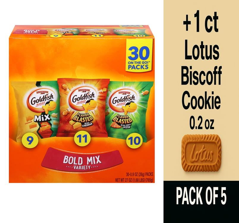 Pepperidge Farm Goldfish Baked Snack Crackers Bold Mix Variety Pack 30 ...