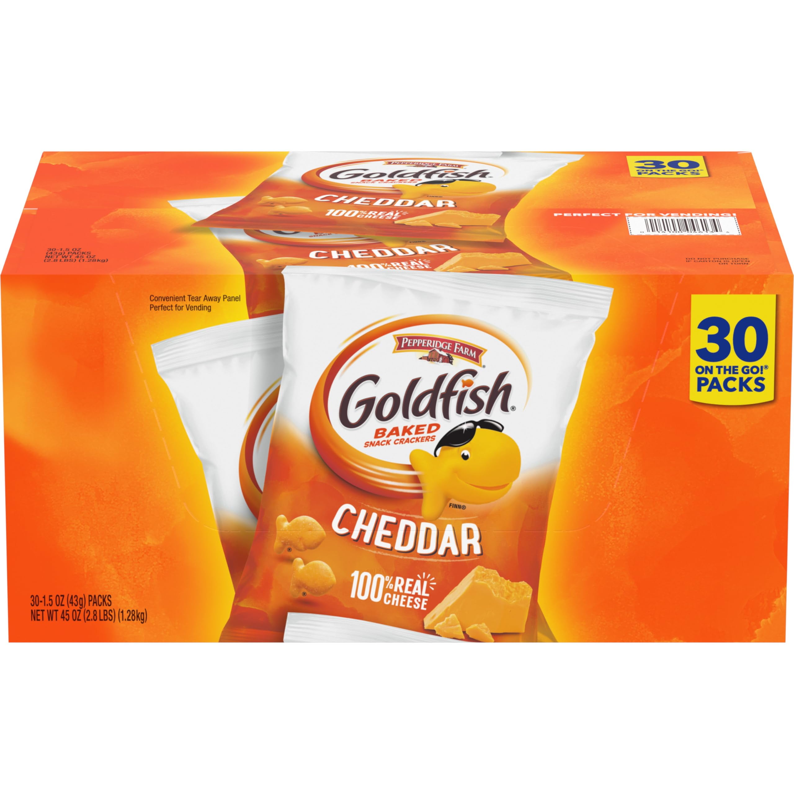 Pepperidge Farm Goldfish Cheddar IRF13 Crackers, 1.5 oz. Snack Packs ...